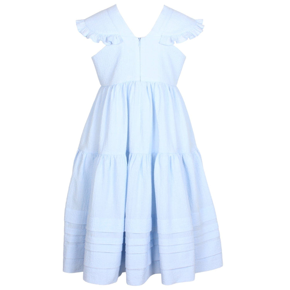 Jessie & James Girls Blue Texture Tiered Sun Dress