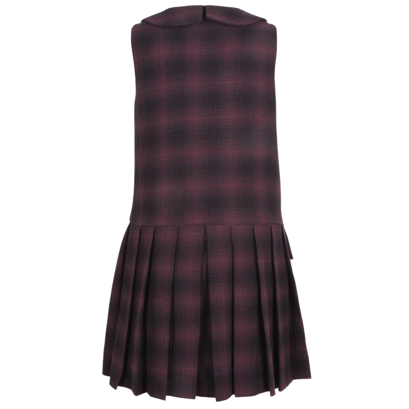 Jessie & James Girls Burgundy Check Pleated Pinafore Dress